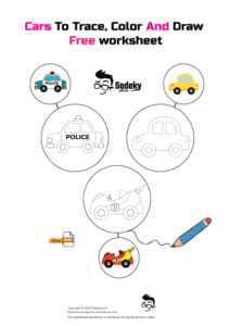 Free Cars Tracing Worksheet Printable PDF For Kids | Sadeky