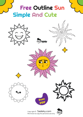 Free Outline Sun Cut Out Simple And Cute | Sadeky