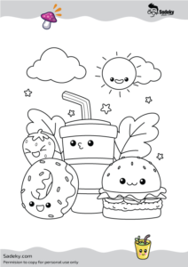 Free Easy Cute Food Colouring Pages For Kids | Sadeky