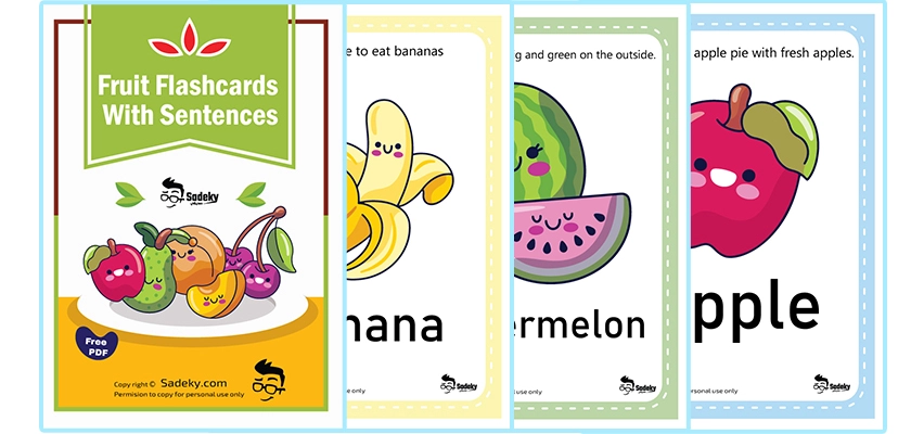 Cute Fruit Flashcards Free Printable For Kids | Sadeky
